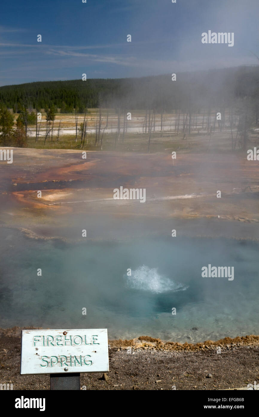 Firehole Spring is a hydrothermal feature in Yellowstone National Park ...