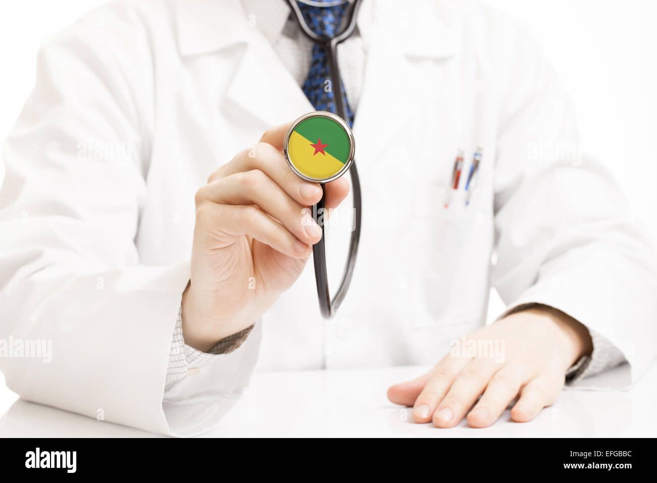 Doctor holding stethoscope with flag series - French Guiana Stock Photo ...