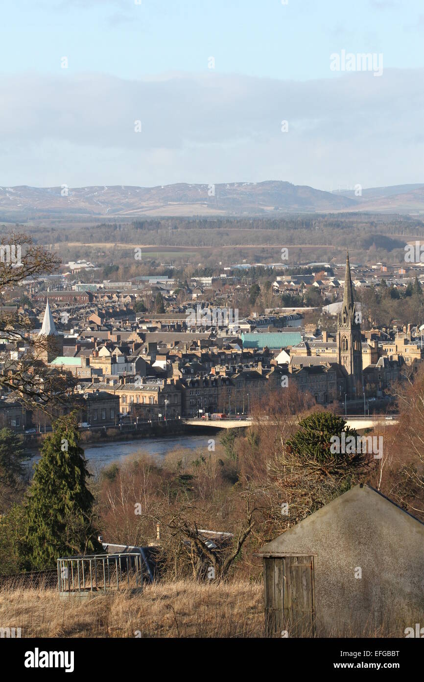 Elevated view of Perth Scotland January 2015 Stock Photo - Alamy