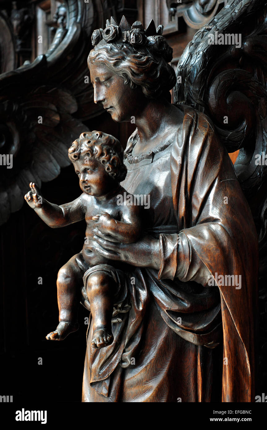 Belgium, Antwerp, St Paulus Church, Statue of Virgin Mary with Baby ...