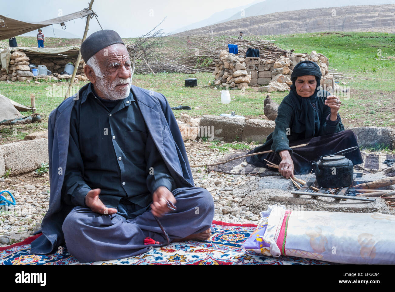 A Bakhtiari family, Chaharmahal and Bakhtiari Province, Iran Stock ...