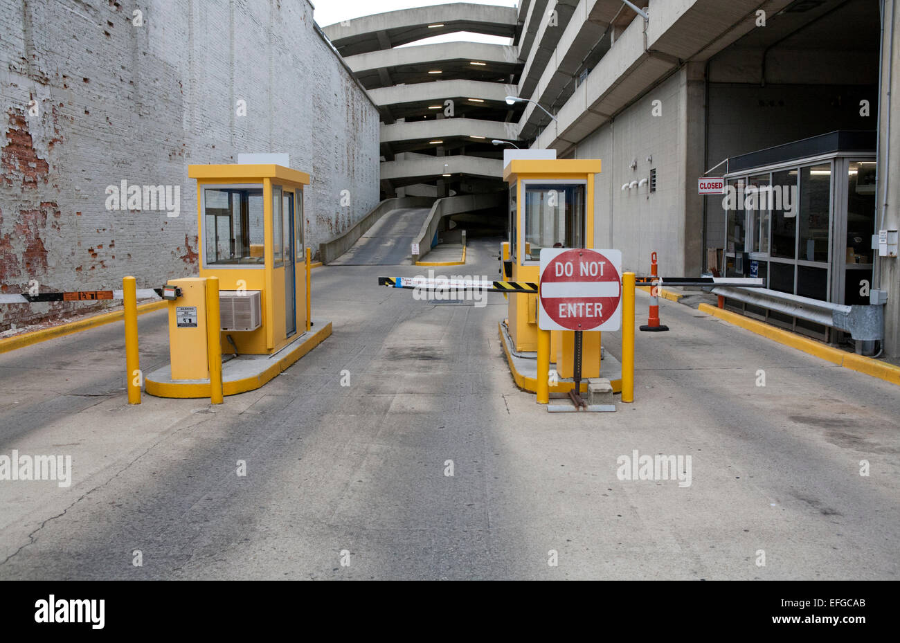 Exit booths for a parking garage Stock Photo - Alamy