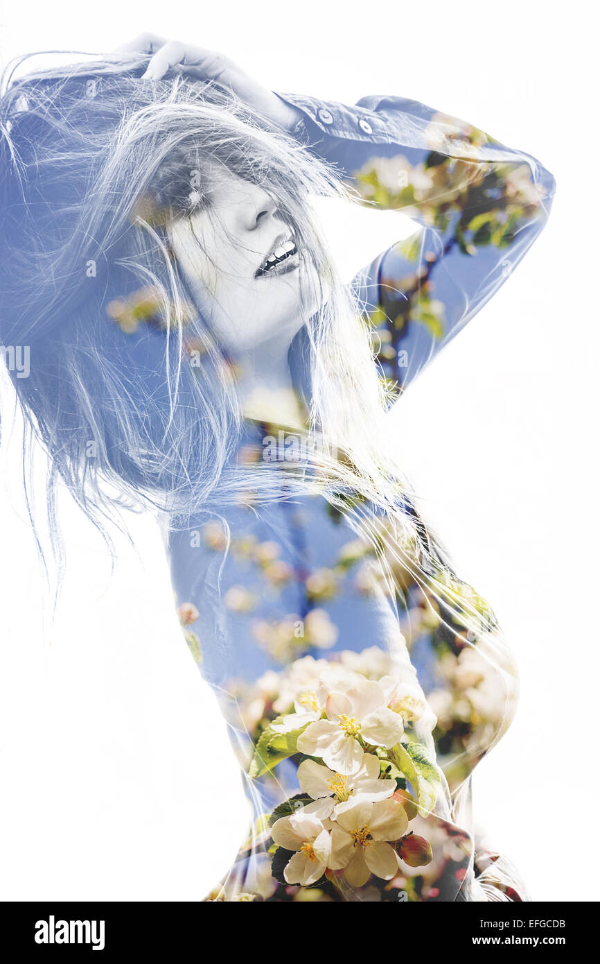 sensual pretty woman portrait with double exposure effect Stock Photo ...
