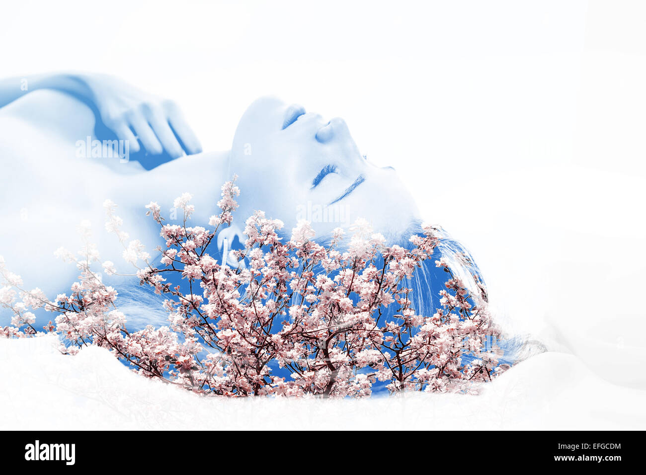 sensual pretty woman portrait with double exposure effect Stock Photo ...