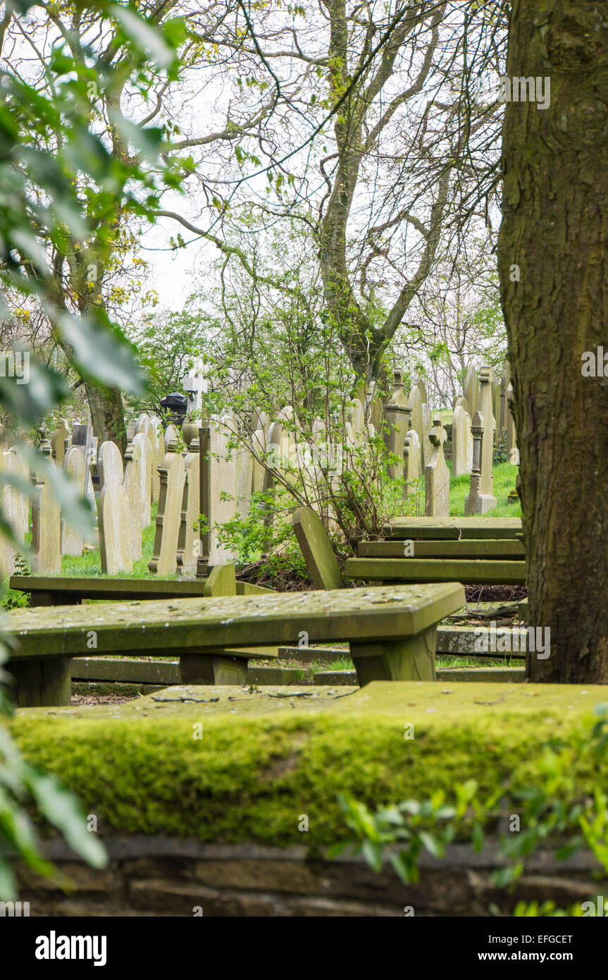 cemetery, howarth, yorkshire, england Stock Photo - Alamy