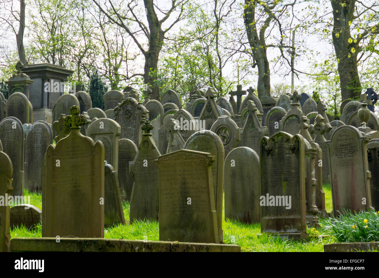 cemetery, howarth, yorkshire, england Stock Photo - Alamy