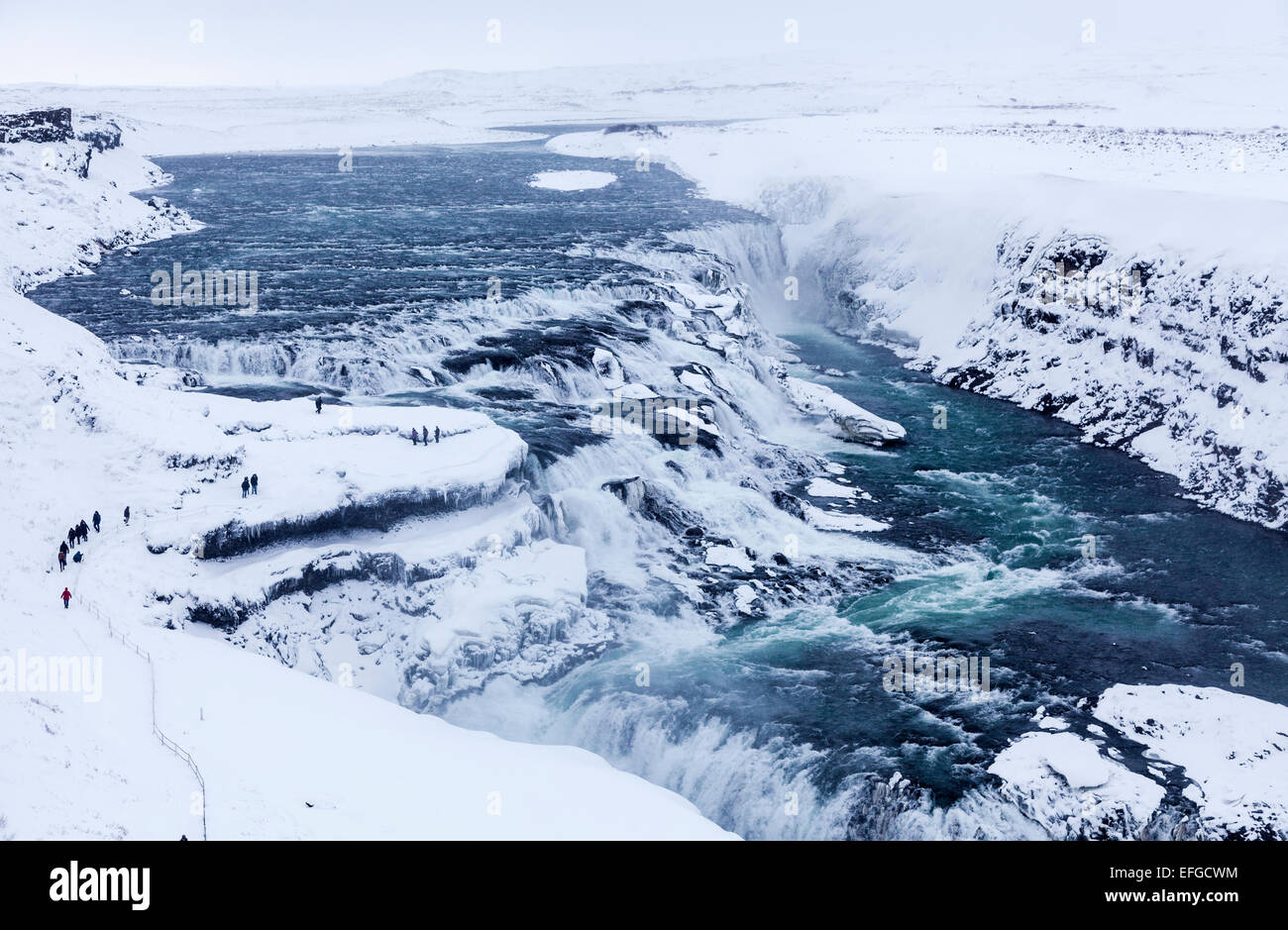 The iconic Gullfoss waterfalls, one of the most popular and famous ...