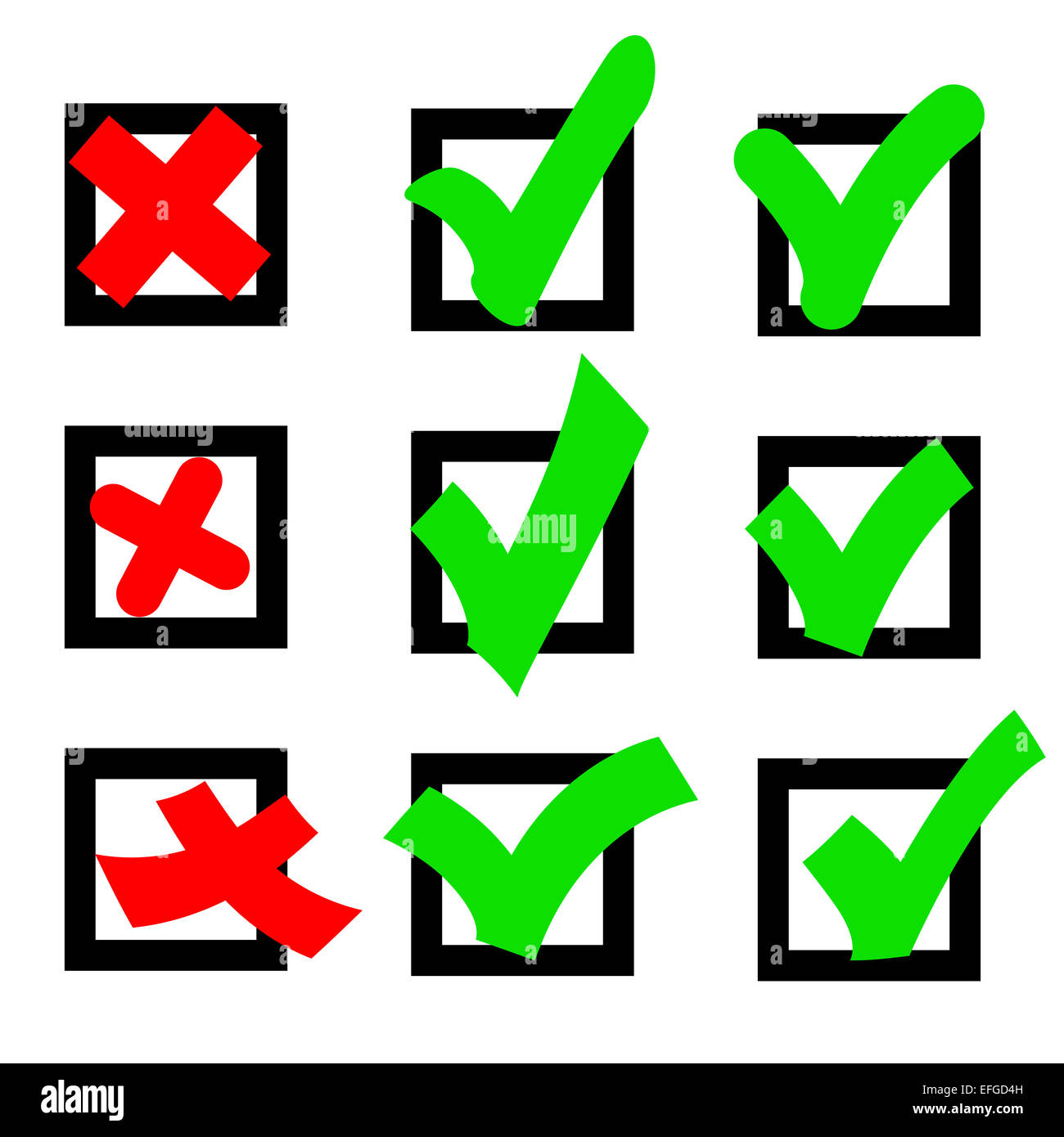 Set check marks or ticks in boxes conceptual. Vector illustrati Stock ...