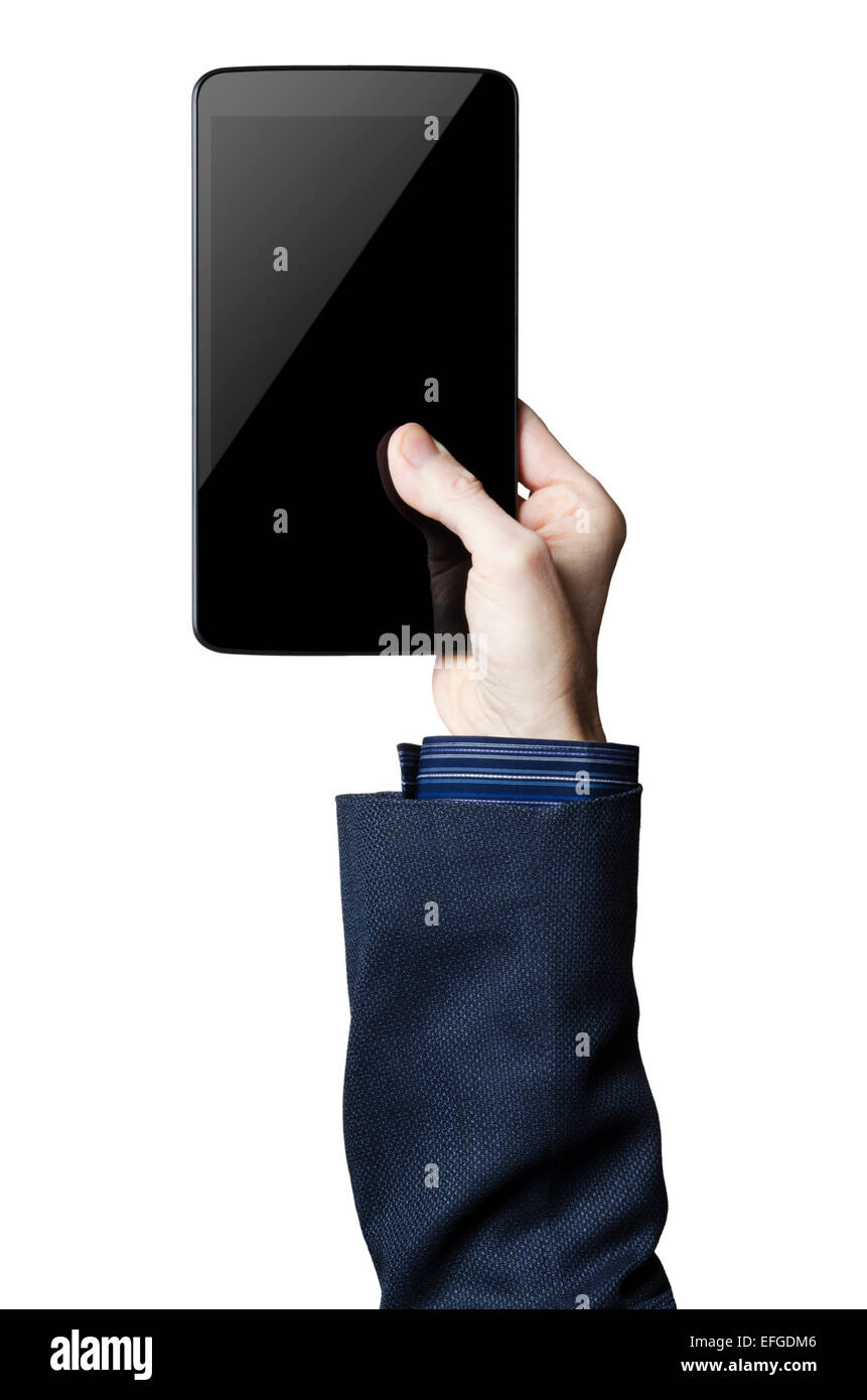 Hand holding a digital tablet with a black screen Stock Photo - Alamy