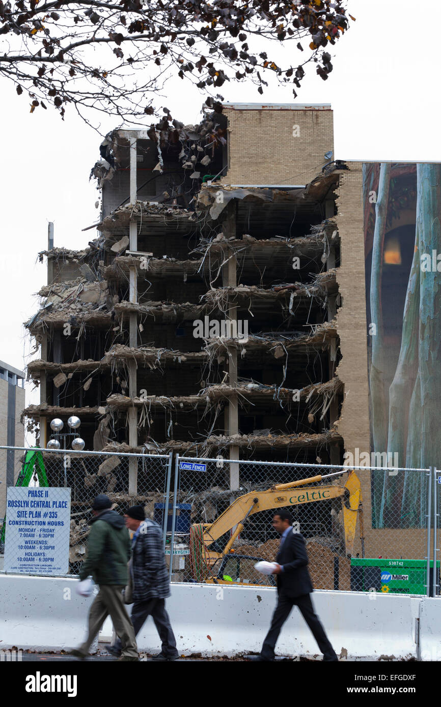Urban high rise building demolition - Arlington, Virginia USA Stock ...