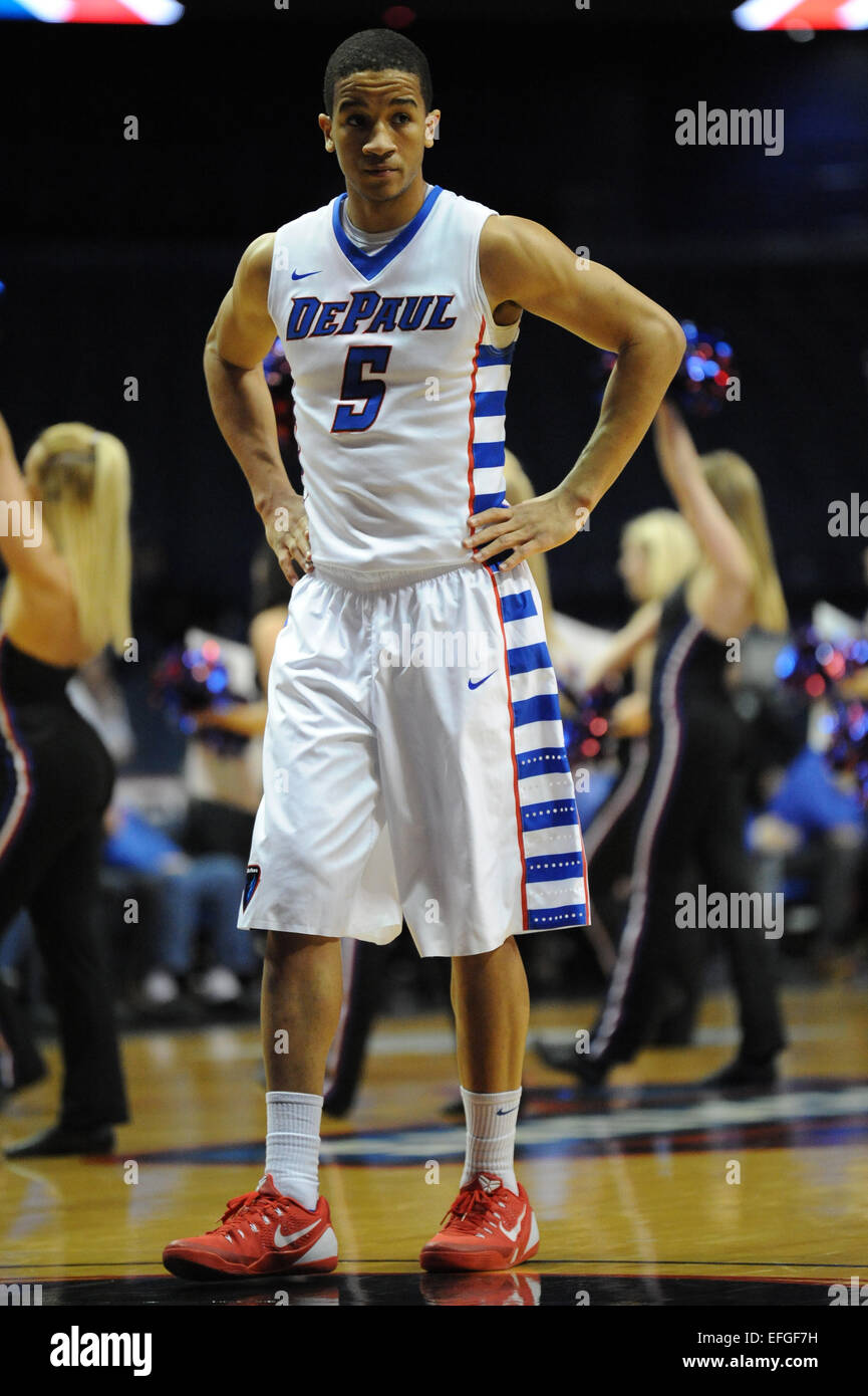 February 3, 2015: Billy Garrett Jr waits after a timeout being called ...