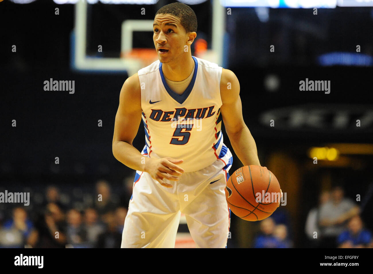 February 3, 2015: Billy Garrett Jr of the DePaul Blue Demons looks at ...