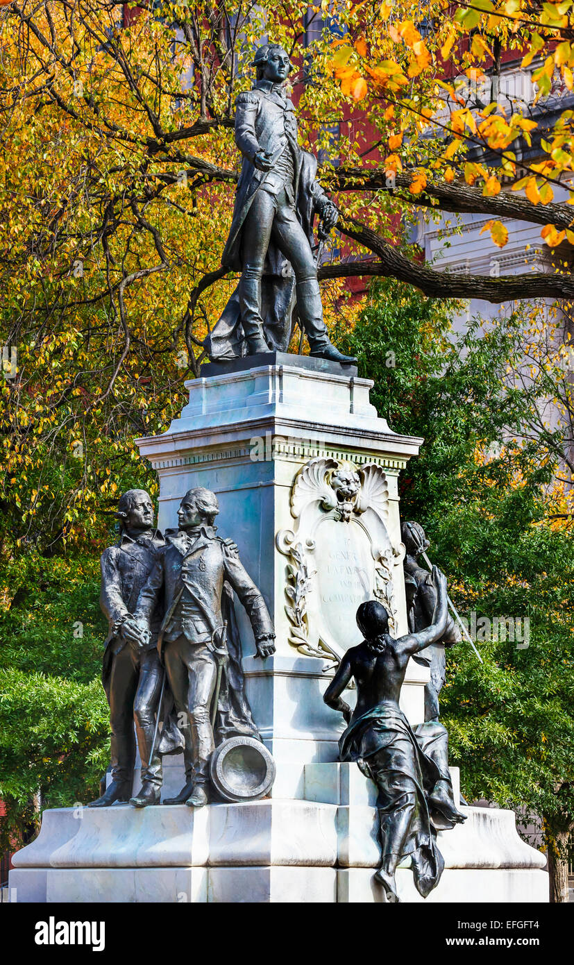 General Marquis de Lafayette Statue Lafayette Park Autumn Washington DC ... General Marquis de Lafayette Statue Lafayette Park Autumn Washington DC ...