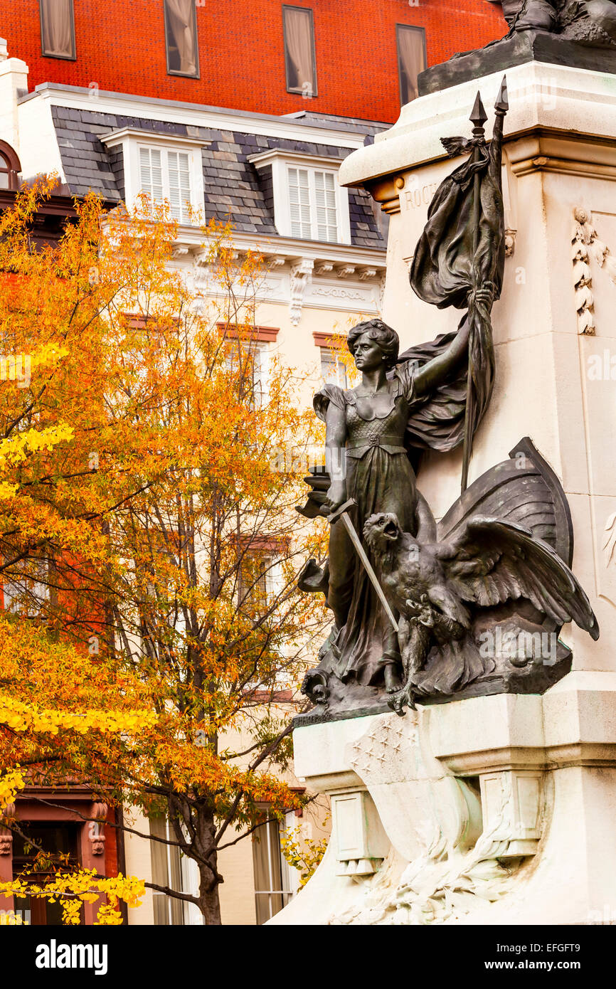 Lady Liberty General Rochambeau Statue Lafayette Park Autumn Washington ... Lady Liberty General Rochambeau Statue Lafayette Park Autumn Washington ...