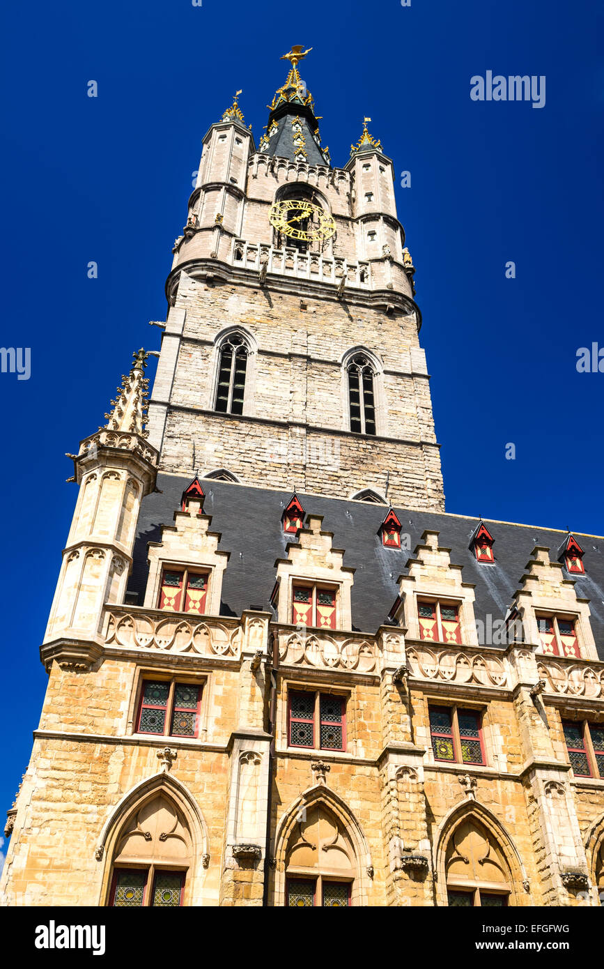 Ghent, Flanders, Belgium. Belfort or Belfry of Gent one of three ...
