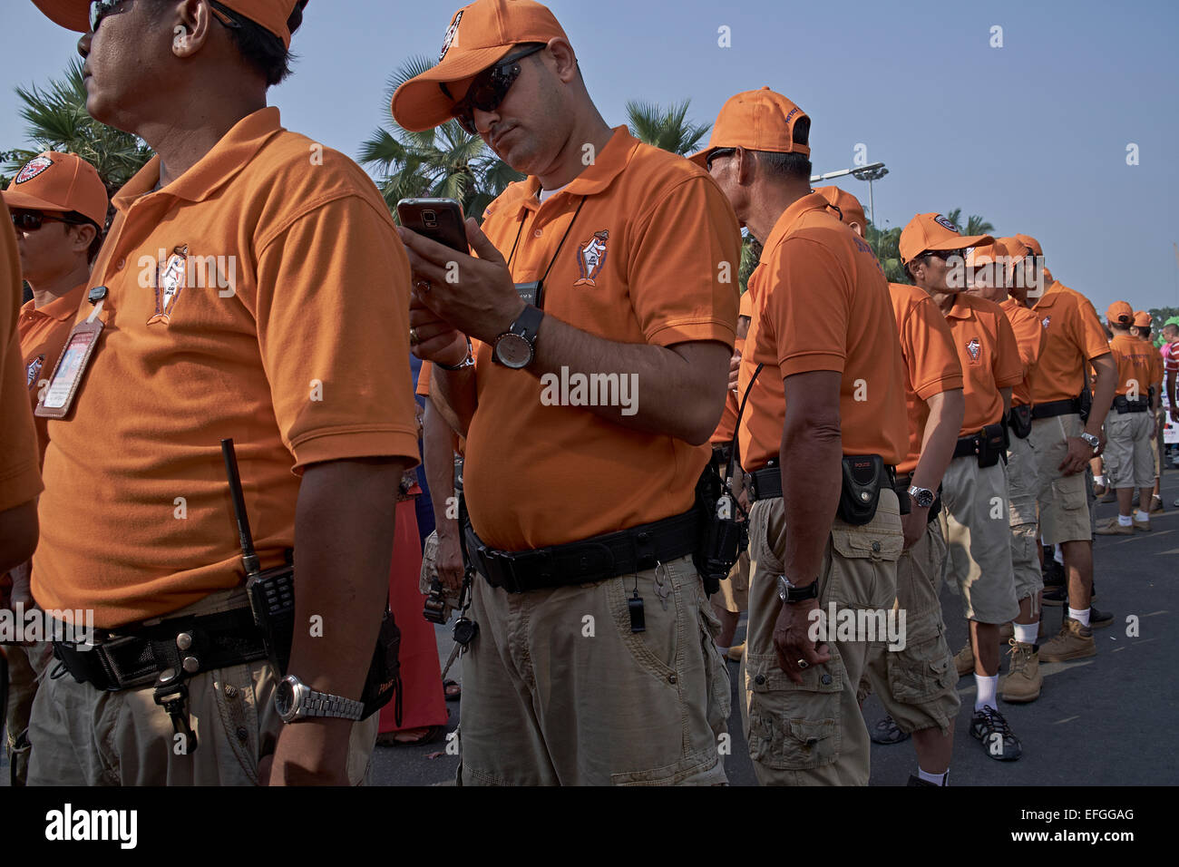 Tourist police Thailand. Distinctive orange dress code of the tourist ...
