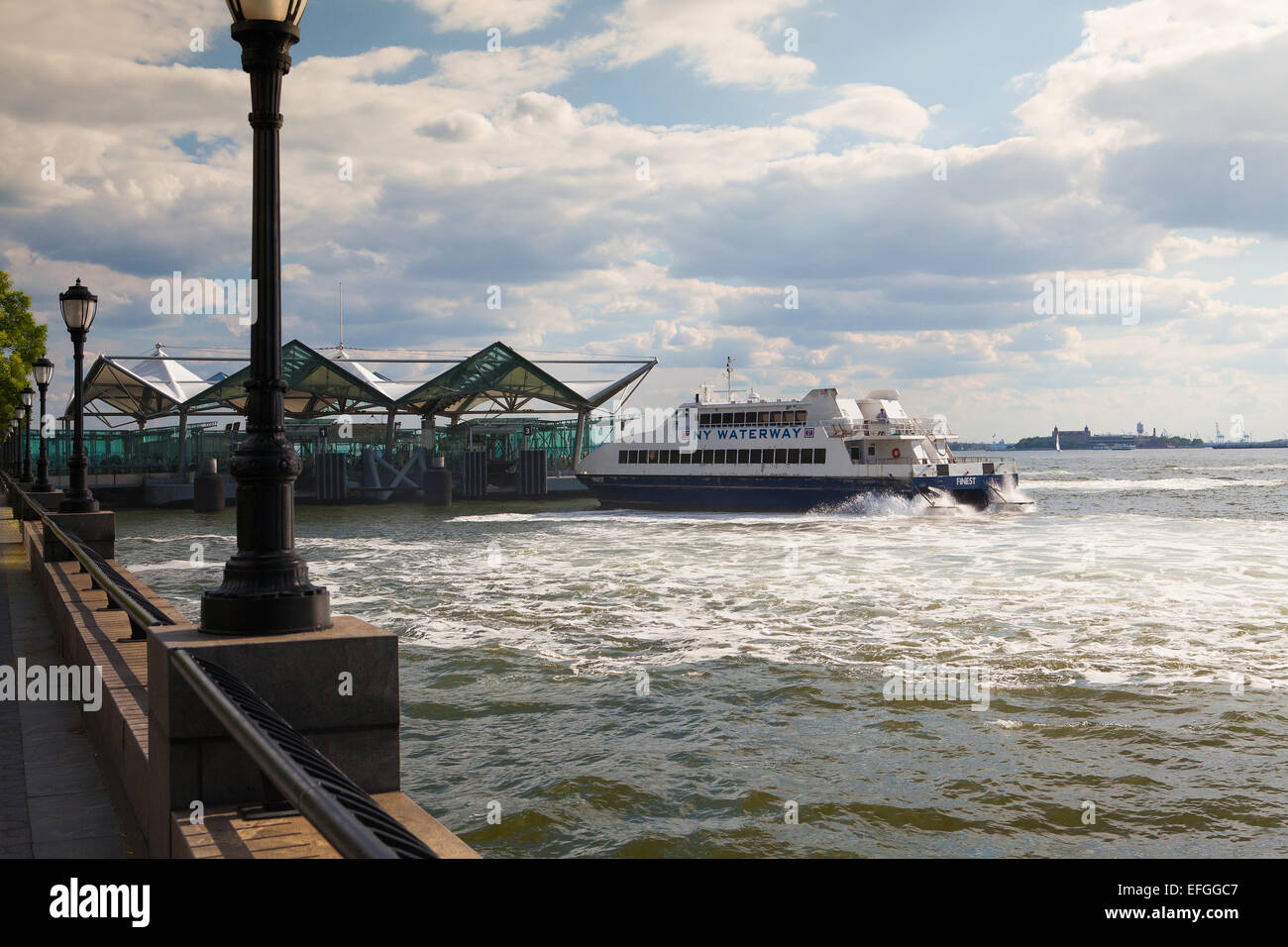New York,USA- July 30,2013: Hudson River Ferry in Battery Park.NY ...
