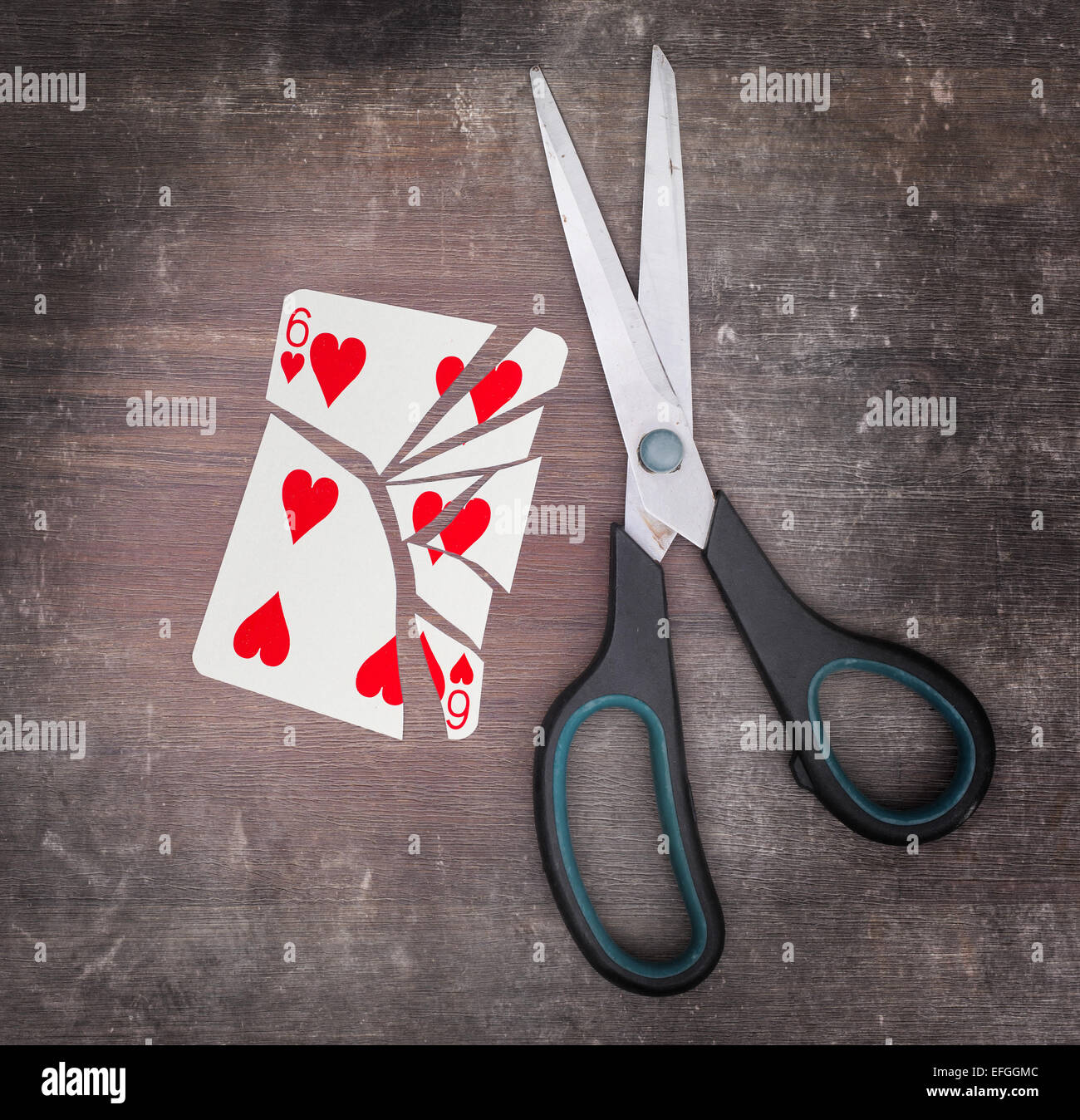 Playing card six hearts hi-res stock photography and images - Alamy