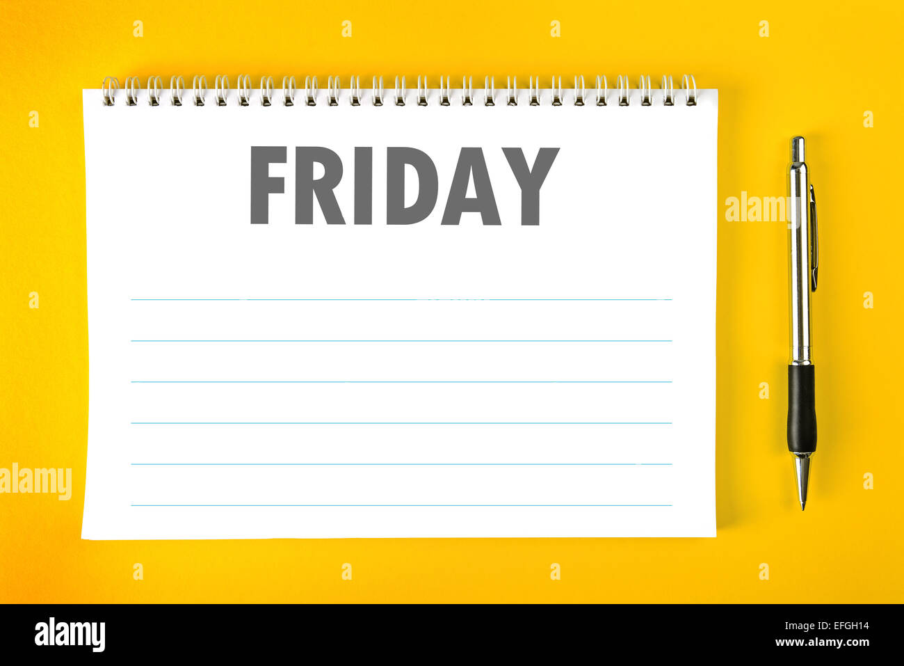 Friday Paper Calendar Blank Page with Spiral Binding as Time Management ...