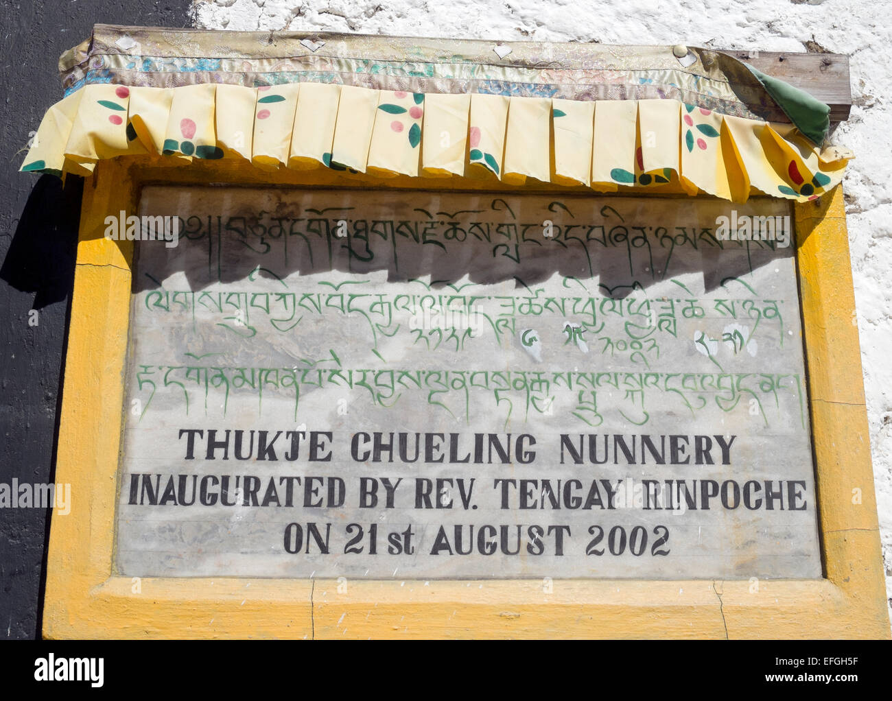 Thukye Chueling Buddhist Nunnery sign near Tawang Arunachal Pradesh ...