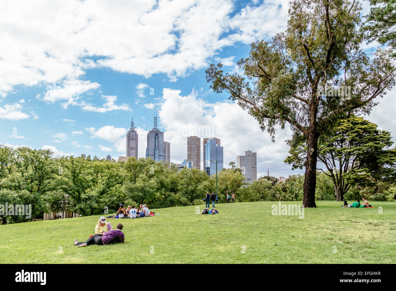 People enjoying the Australia Day holiday in Kings Domain with ...