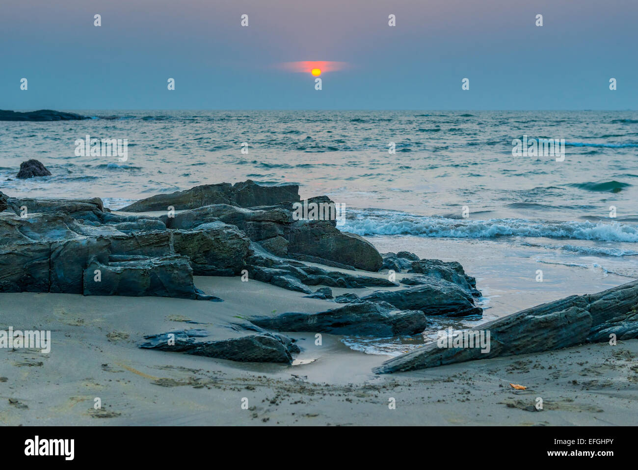 evening picture beach and sunset in Goa Stock Photo - Alamy