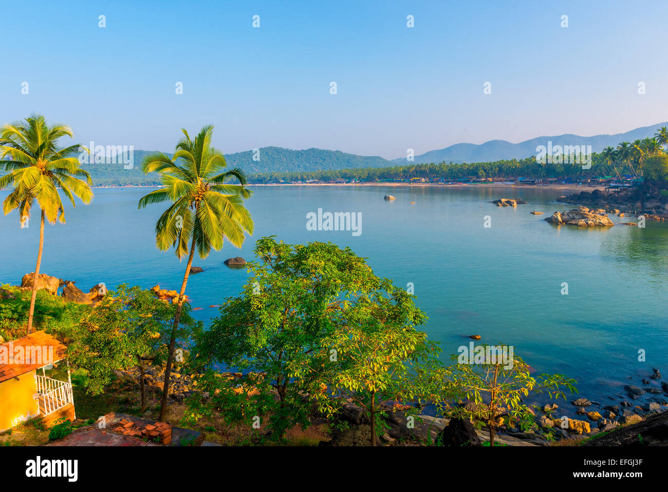 Blue Lagoon and the rising sun in Goa Stock Photo - Alamy