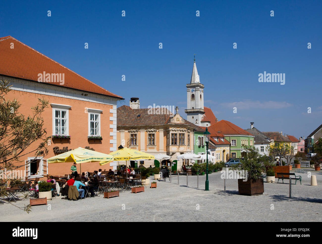Town Hall Square and Catholic parish church, Rust on Lake Neusiedl ...