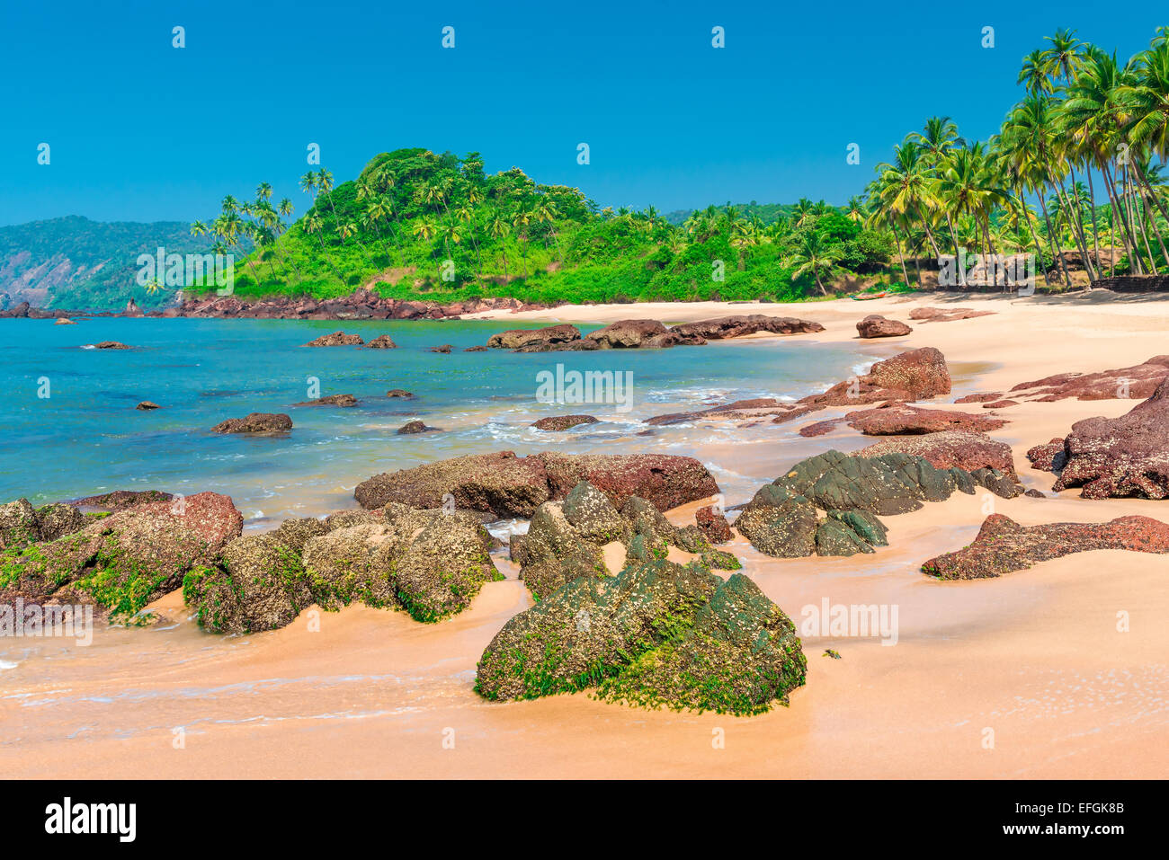 white sandy beach in a beautiful location near the equator Stock Photo ...