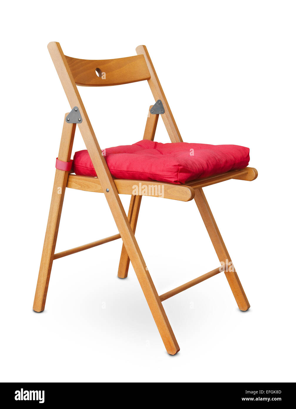 Wooden folding chair with pad isolated on white Stock Photo - Alamy