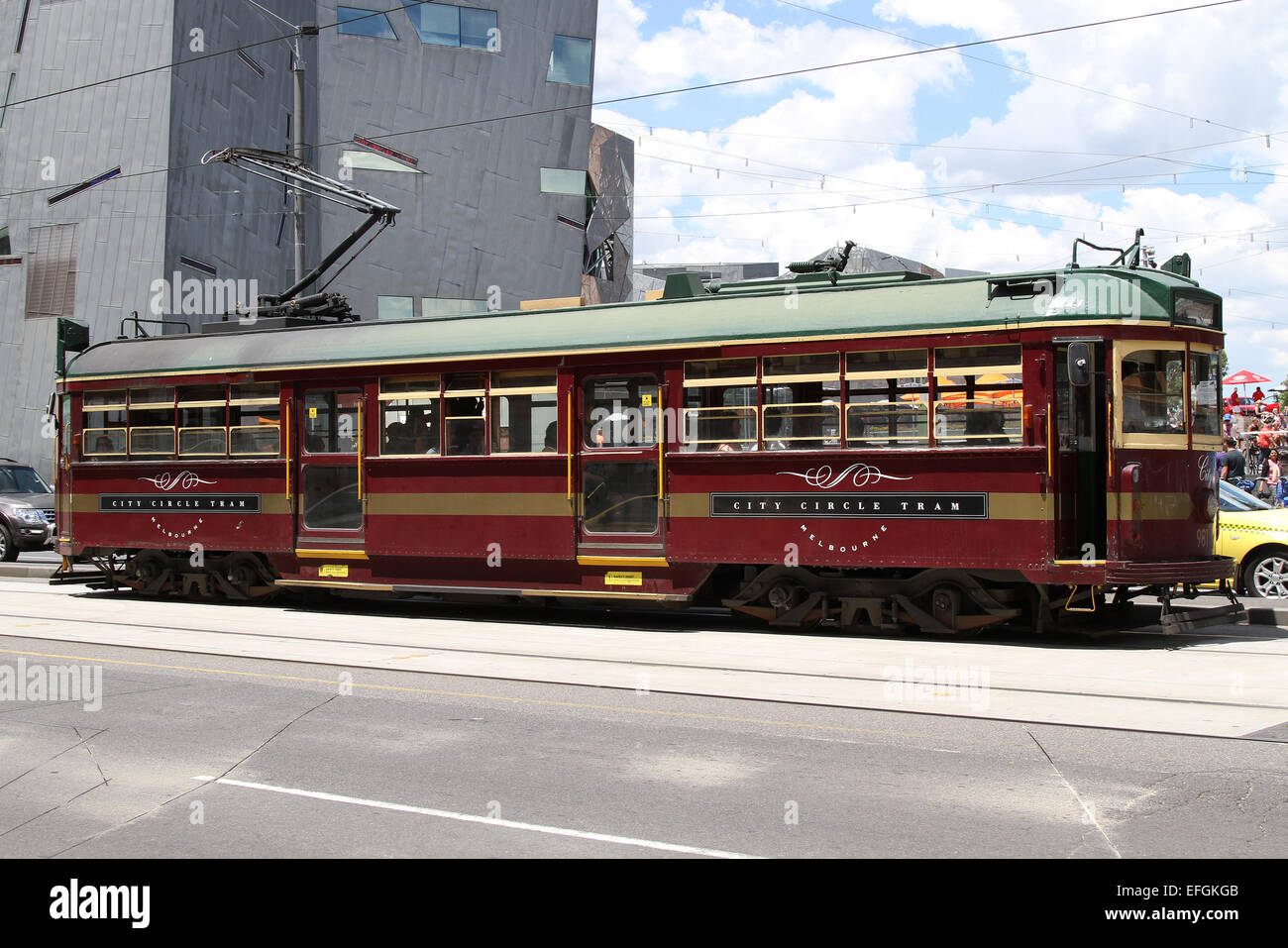 Old tram that operates on the free city circle route in Melbourne ...