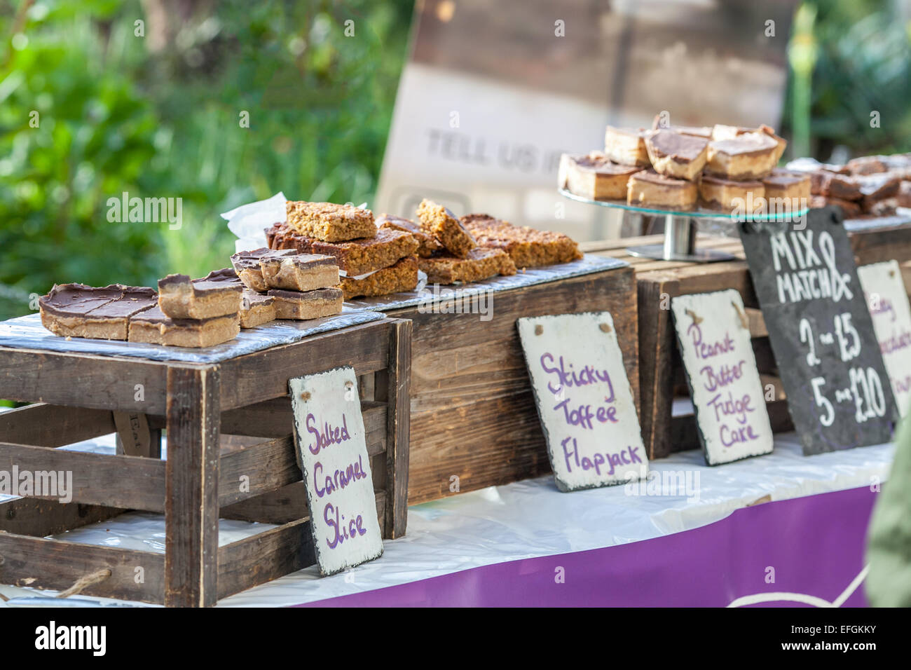 Food fair cake stall selling home made cakes and treats Stock Photo ...