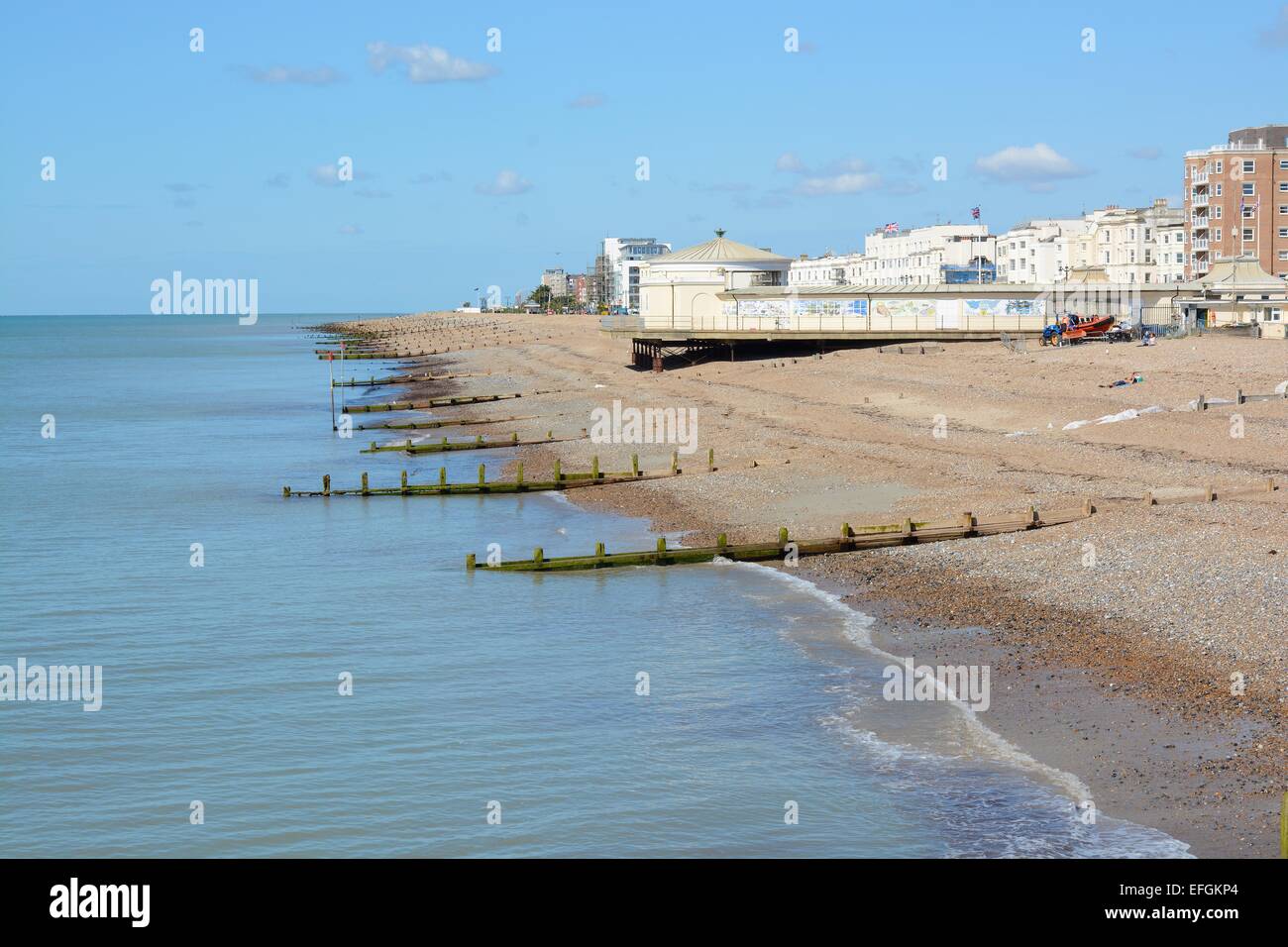 Beach, seafront and Lido at Worthing in West Sussex. England Stock ...