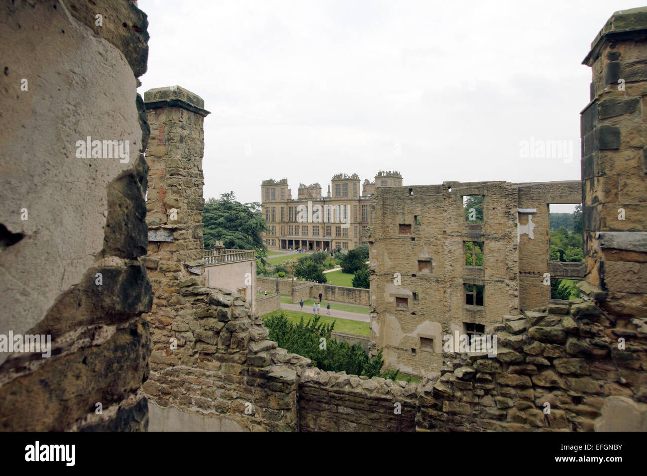 New Hall viewed from the rooftop of the old hall Hardwick Old Hall ...