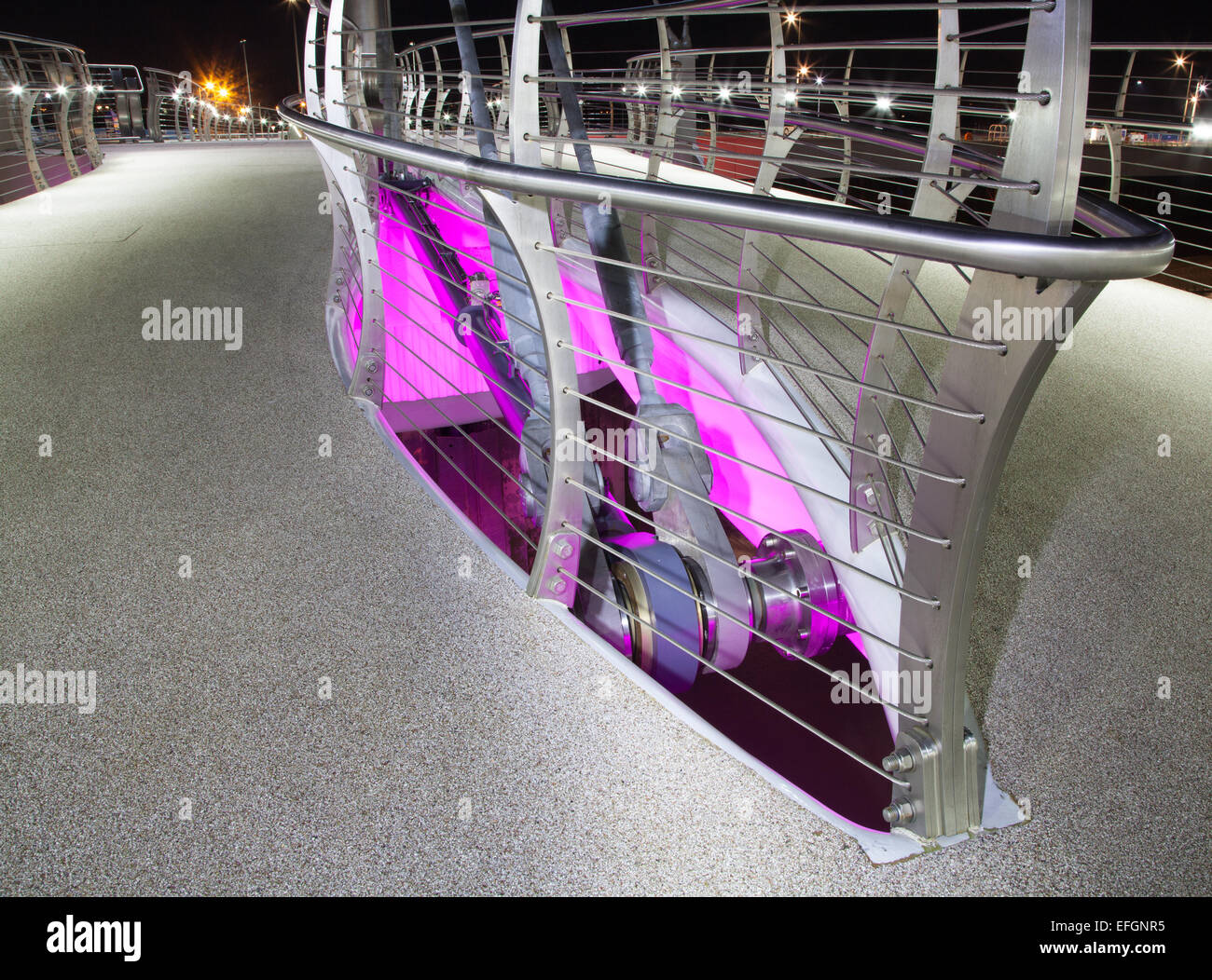 Pont y Ddraig cycle / foot bridge, Foryd Harbour, Rhyl taken at night ...
