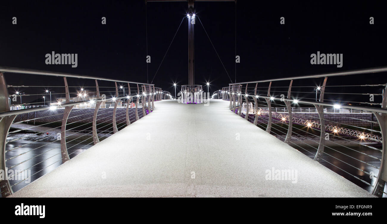 Pont y Ddraig cycle / foot bridge, Foryd Harbour, Rhyl taken at night ...