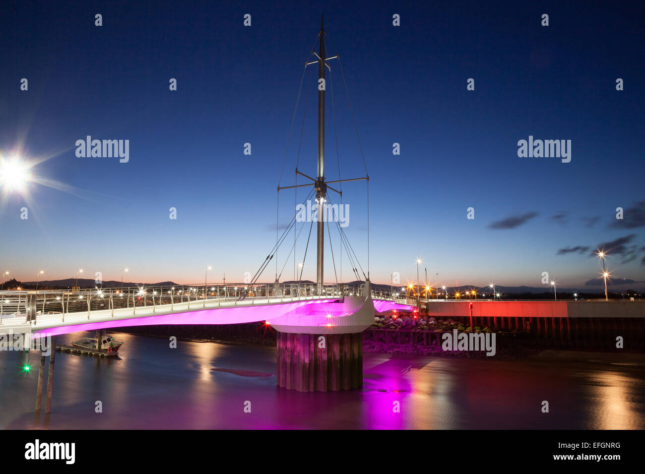 Pont y Ddraig cycle / foot bridge, Foryd Harbour, Rhyl taken at night ...