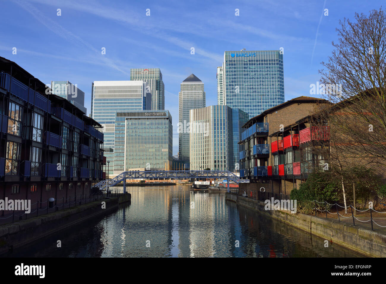 Canary Wharf Estate from Blackwall Basin, London E14 United Kingdom ...