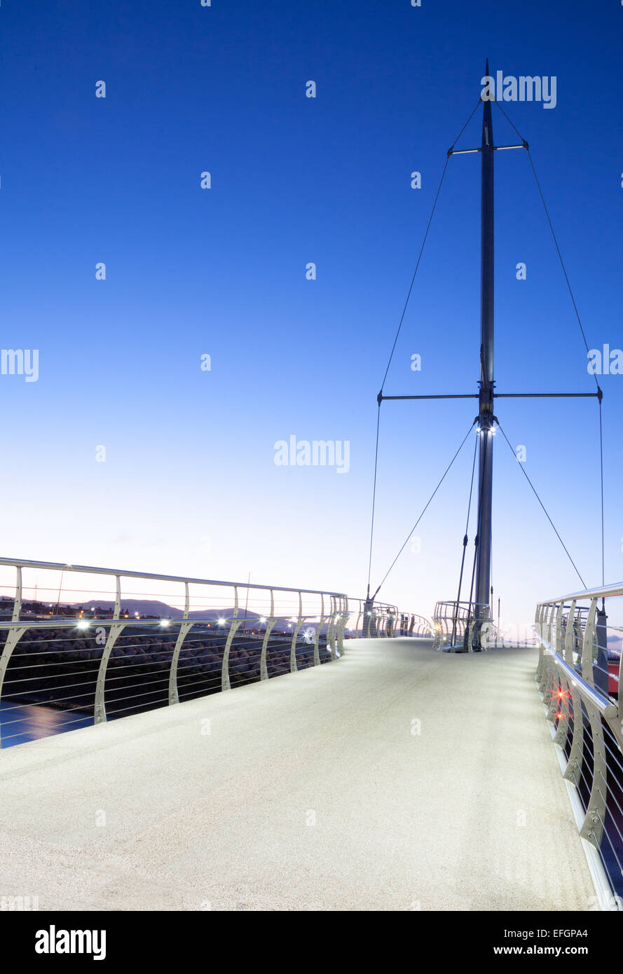 Pont y Ddraig cycle / foot bridge, Foryd Harbour, Rhyl taken at night ...