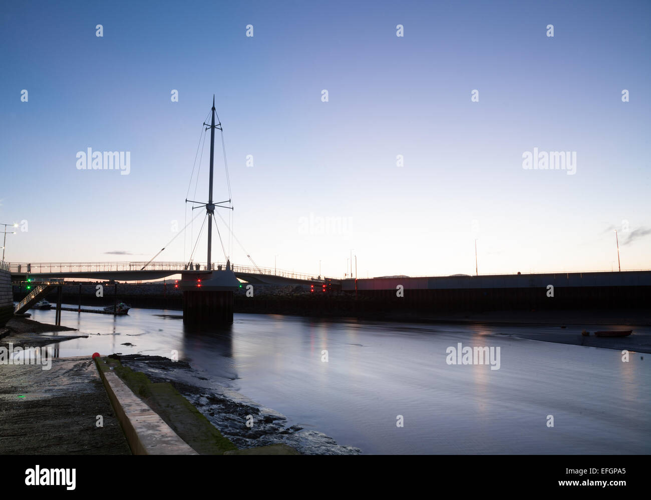 Pont y Ddraig cycle / foot bridge, Foryd Harbour, Rhyl taken at night ...