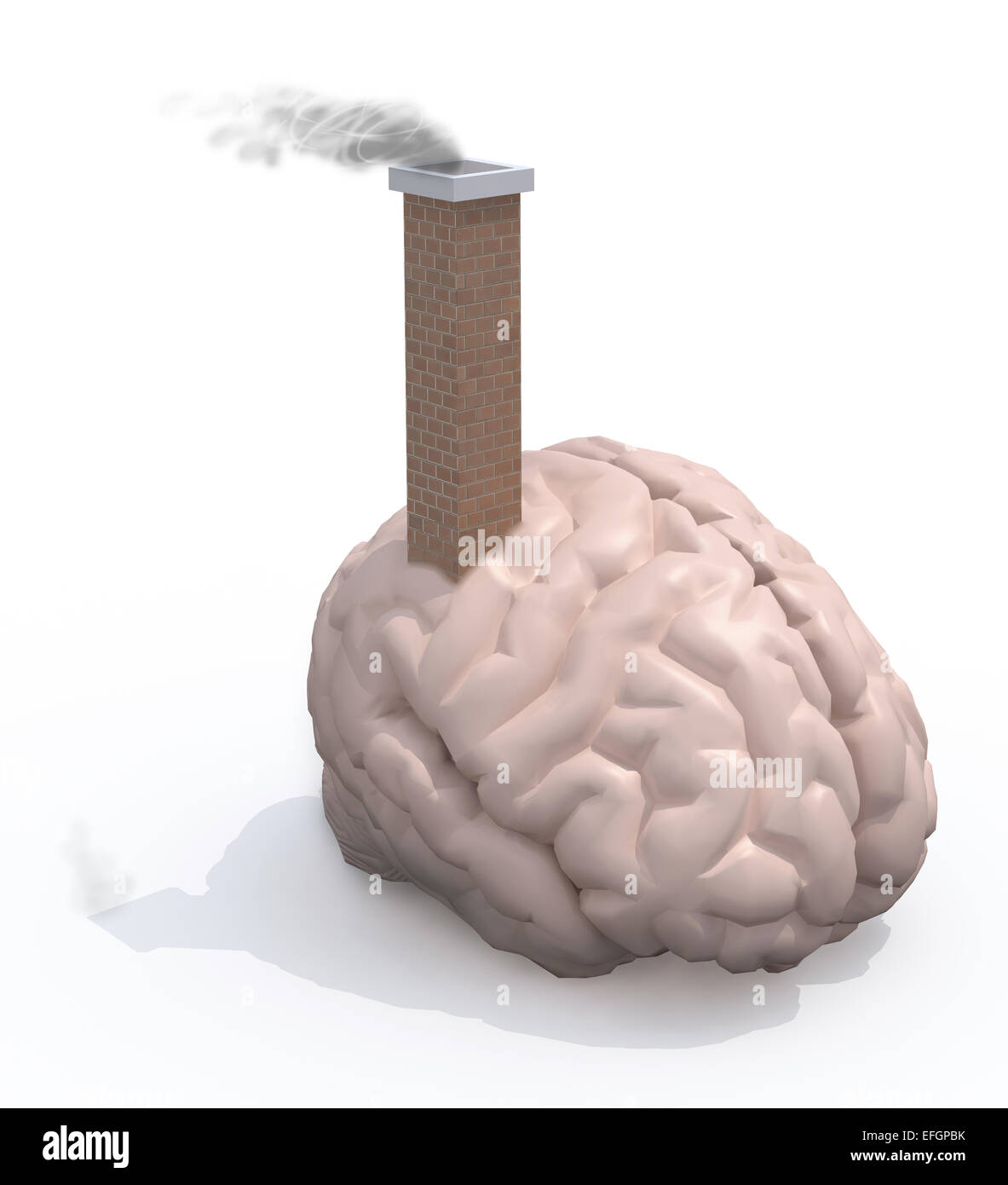 human brain with brick chimney, 3d illustration Stock Photo - Alamy