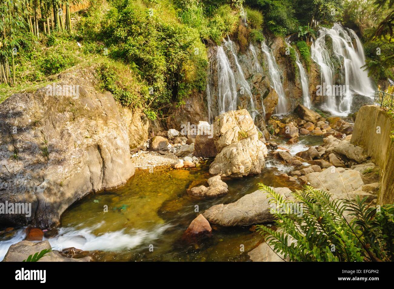 Beautiful Tien Sa water fall in Cat Cat village Sapa,Vietnam Stock ...