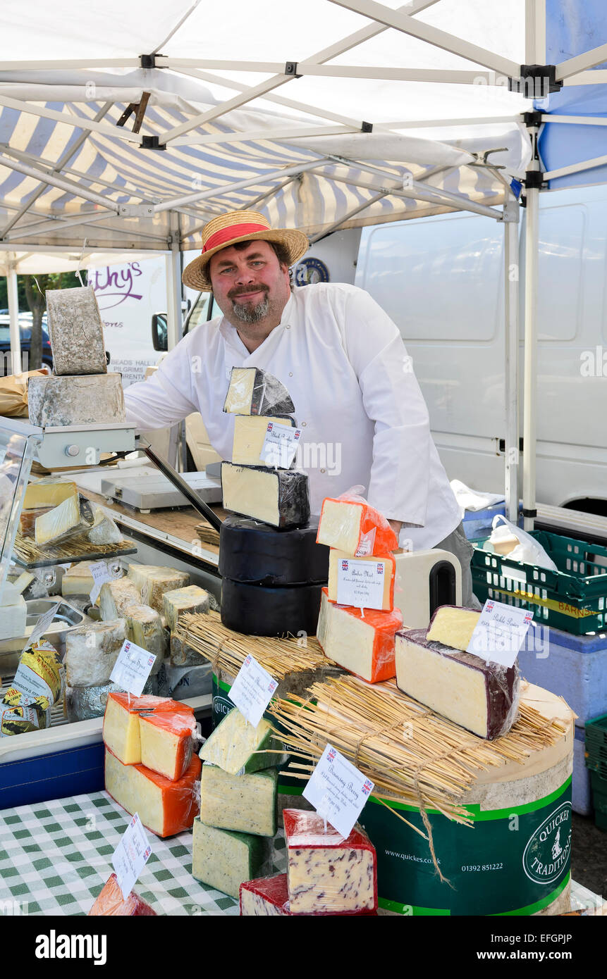 cheese seller at Hempstead Valley farmers market, dairy produce and ...