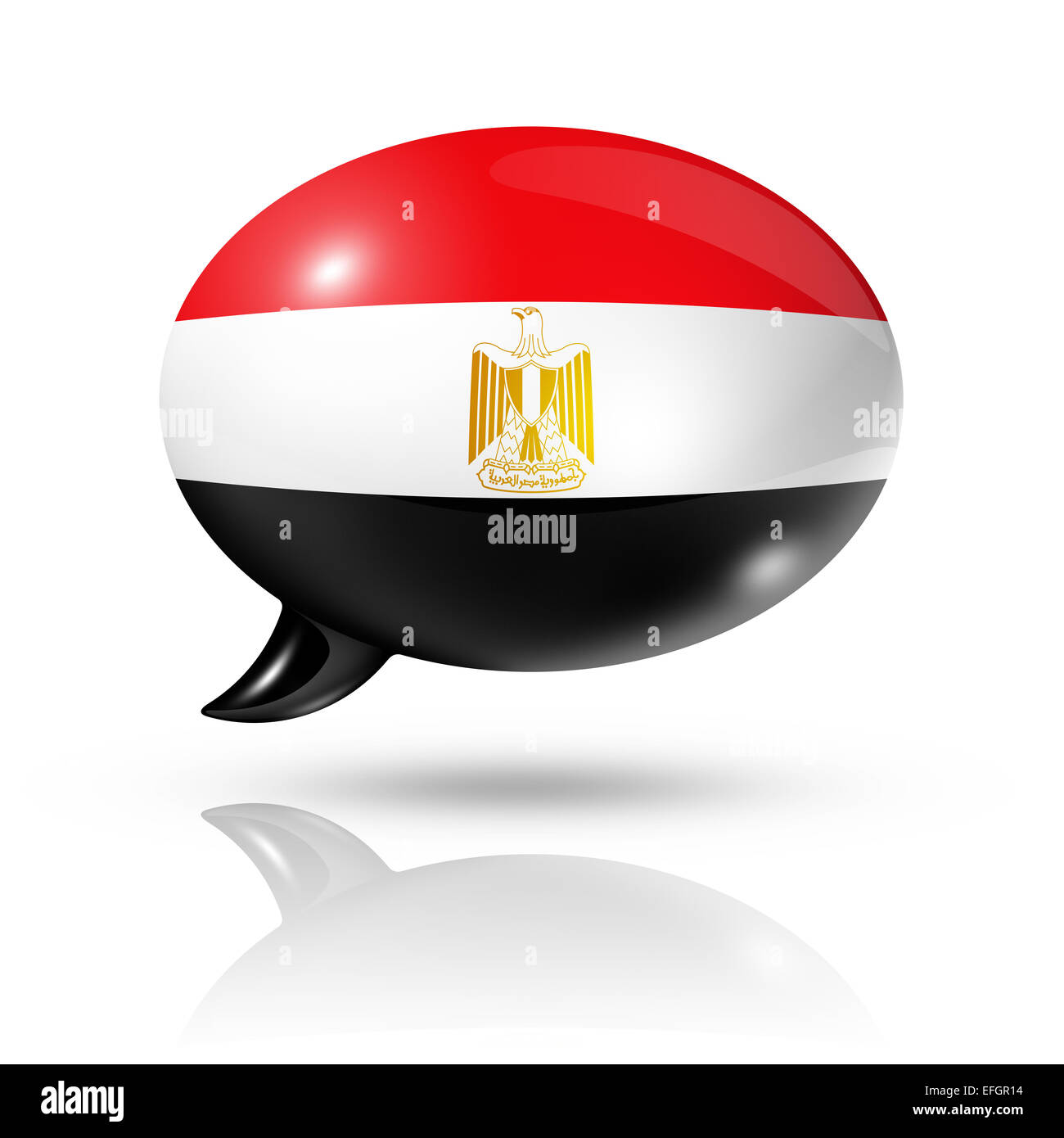 three dimensional Egypt flag in a speech bubble isolated on white with ...