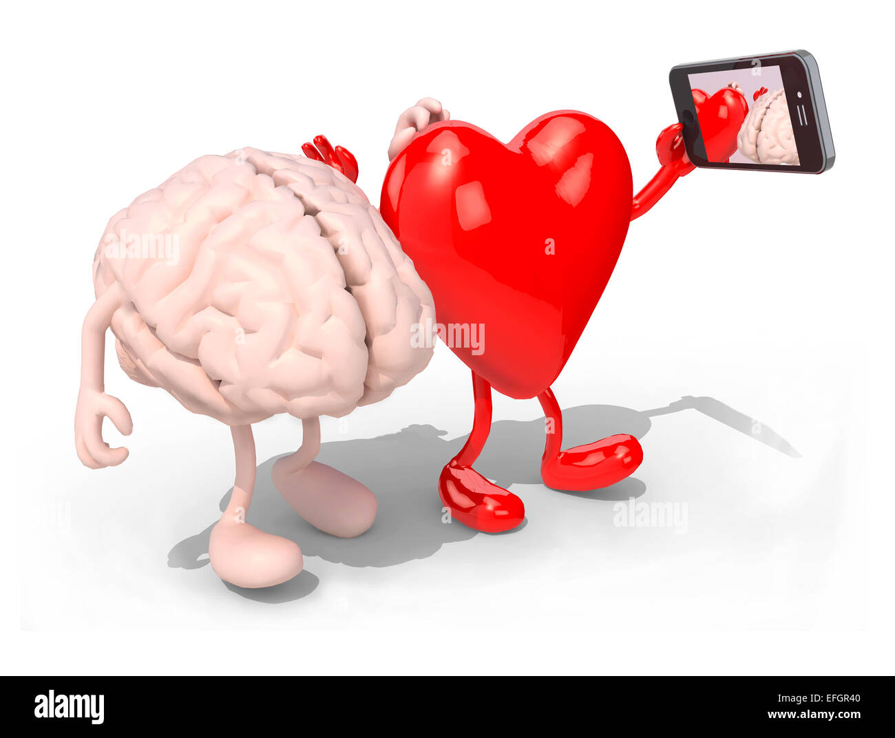 human brain and heart with arms and legs take a self portrait with her ...