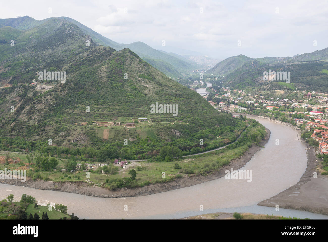 Georgia confluence aragvi kura rivers hi-res stock photography and ...