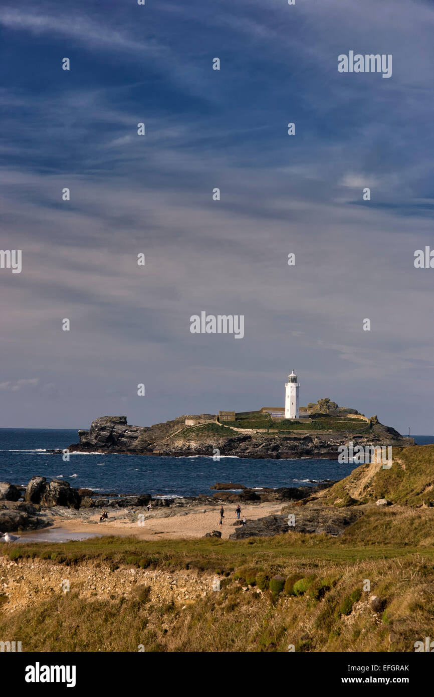 Godrevy Lighthouse, Godrevy Island, St Ives Bay, Cornwall, England ...