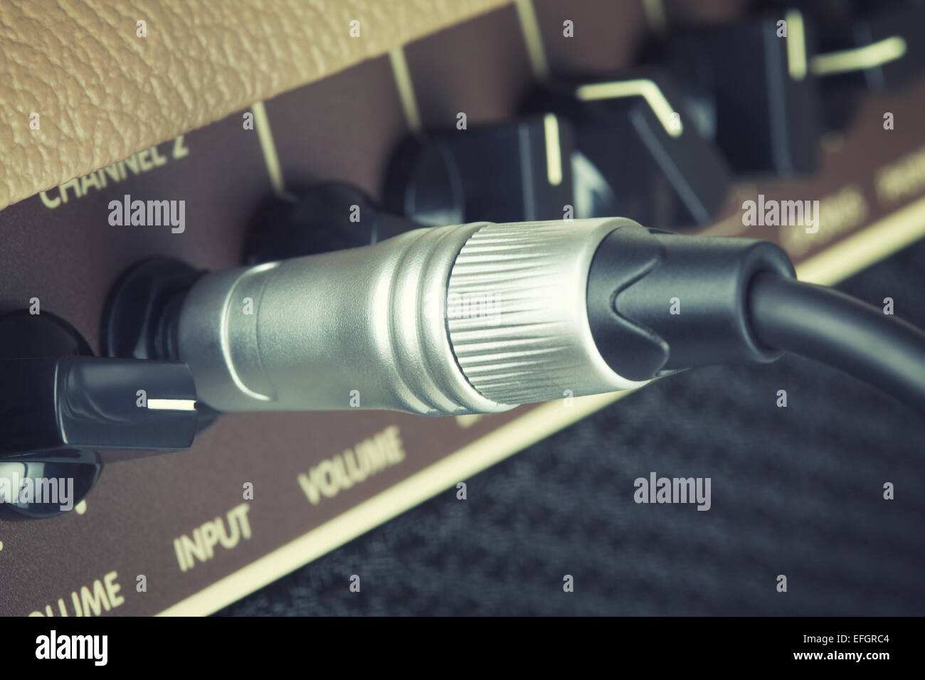 retro guitar amplifier control panel with jack Stock Photo - Alamy
