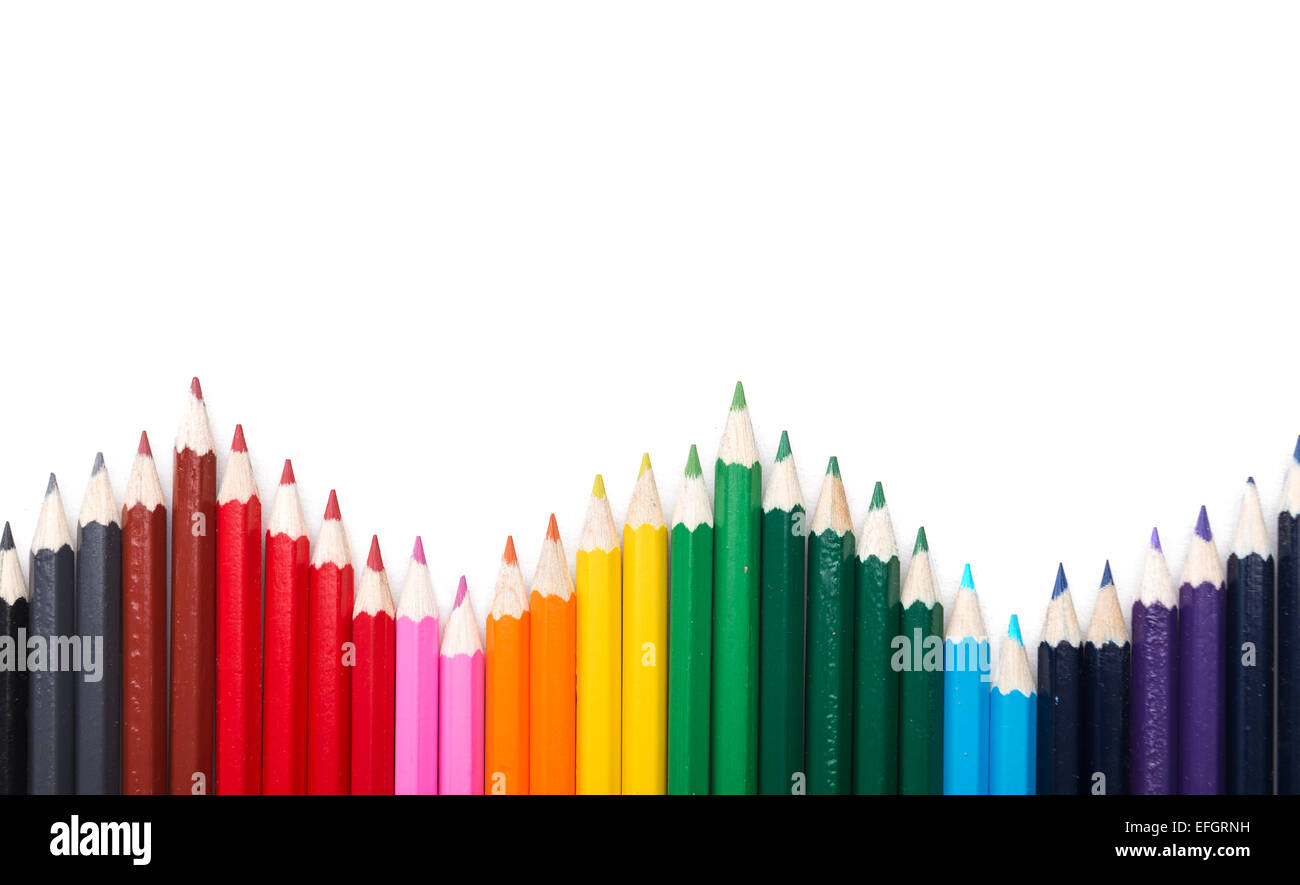 Many colored pencil triangle shape Stock Photo - Alamy