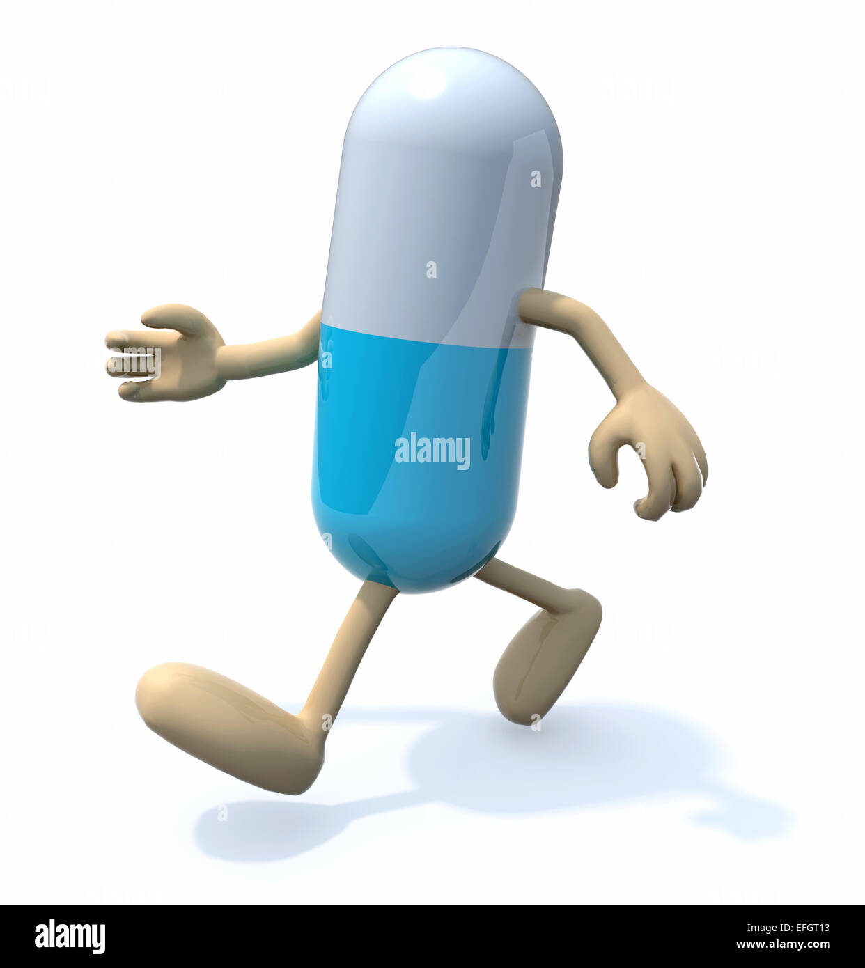 pill with arms and legs runner, 3d illustration Stock Photo - Alamy